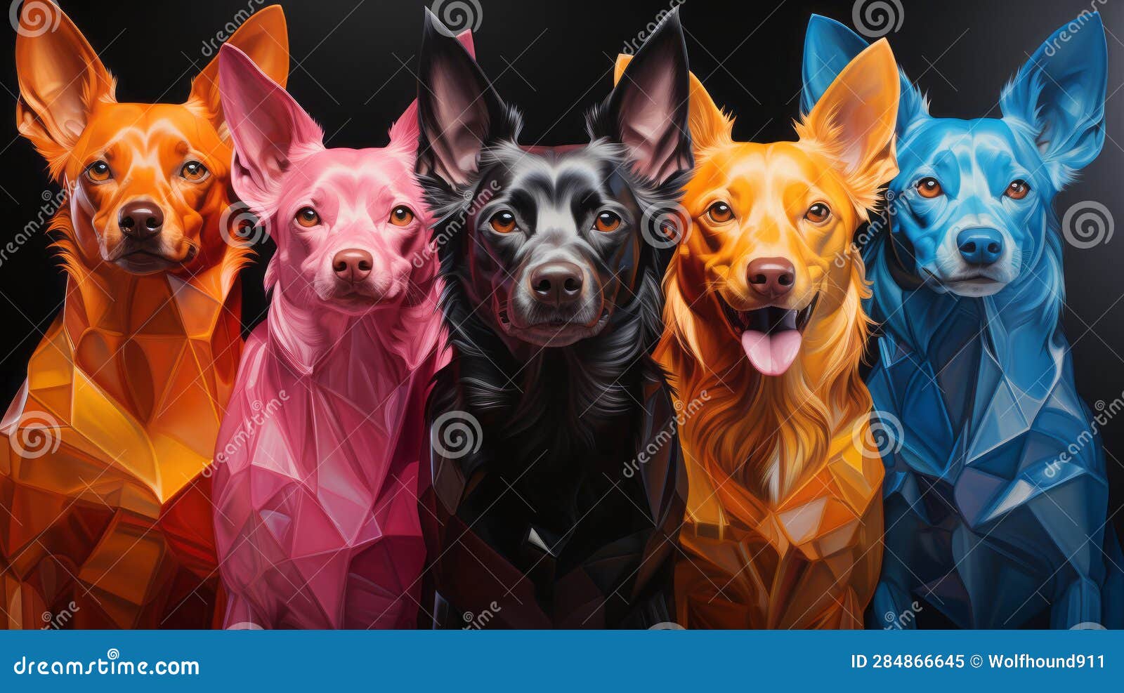 Abstract Hypnotic Illusion of Dogs. AI Generated Stock Illustration ...