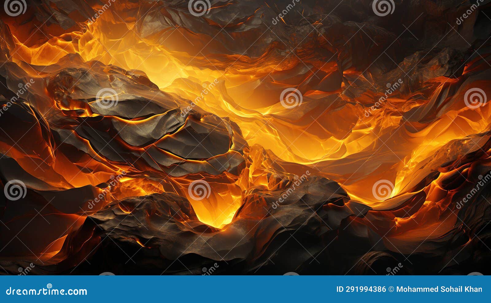 Abstract Hypnotic Illusion of Gold Lava Over Gold Colors Background ...