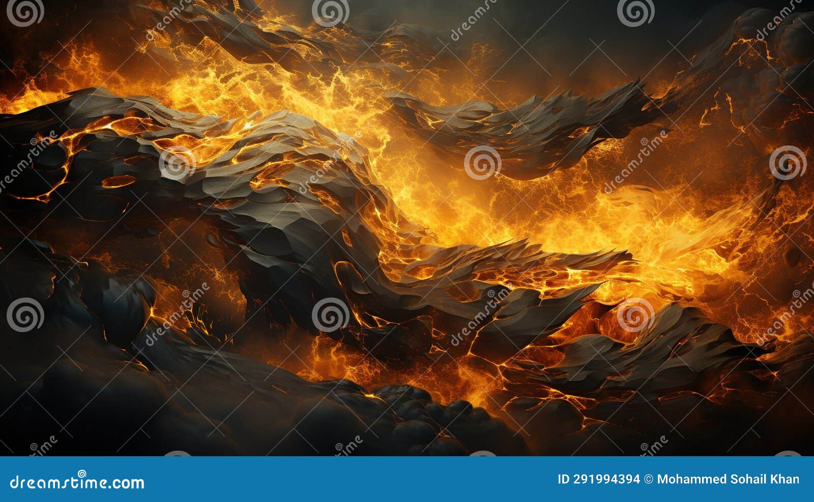 Abstract Hypnotic Illusion of Gold Lava Over Gold Colors Background ...