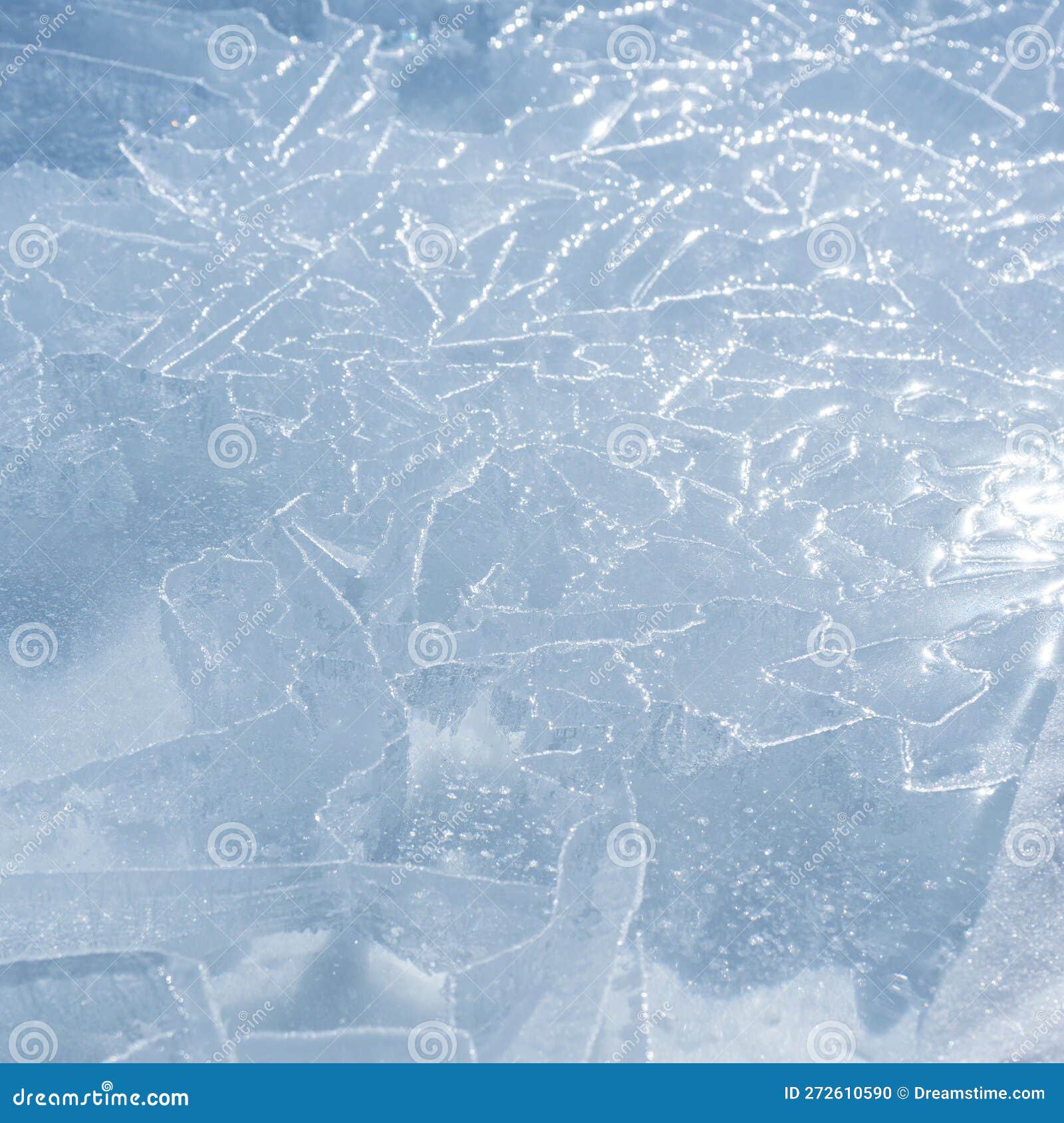 Abstract Ice Background. Blue Background with Cracks on the Ice Surface ...