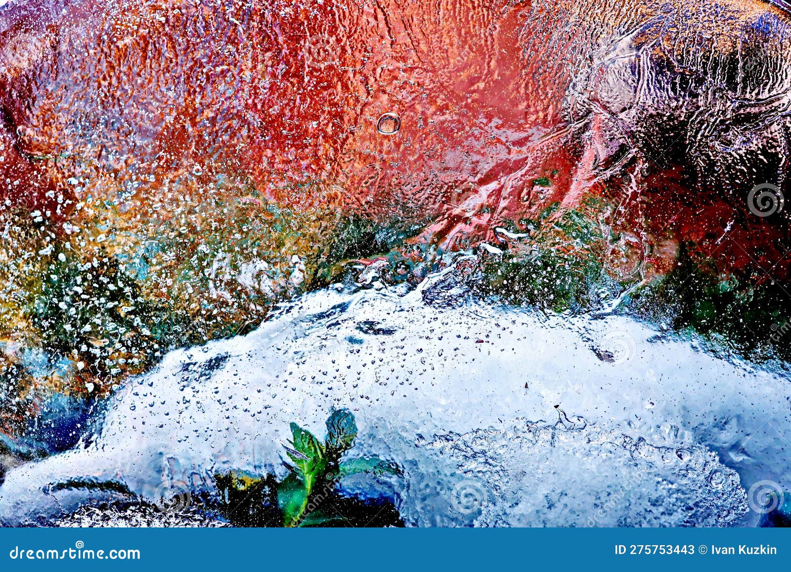 Abstract Ice Pattern and Drawing Appearing on the Surface of the Water ...