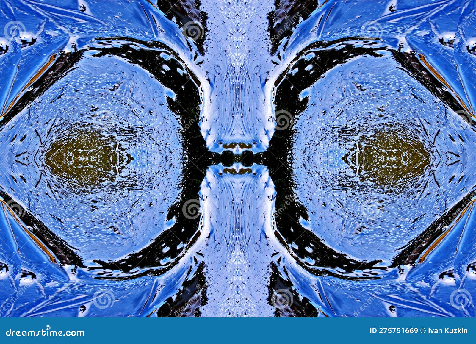 Abstract Ice Pattern and Drawing Appearing on the Surface of the Water ...