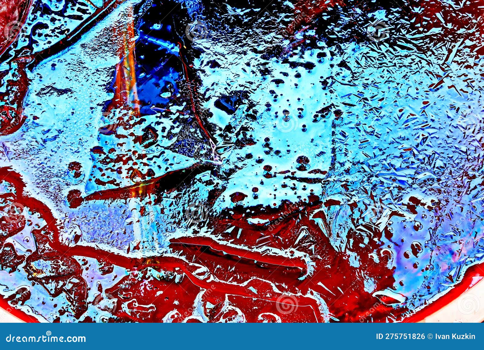 Abstract Ice Pattern and Drawing Appearing on the Surface of the Water ...