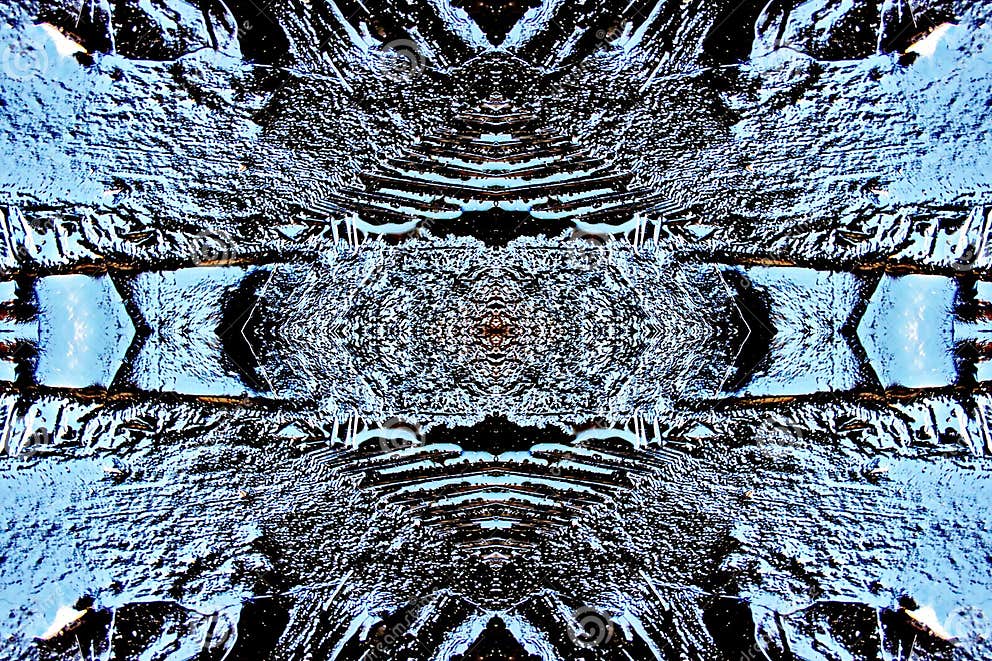 Abstract Ice Pattern and Drawing Appearing on the Surface of the Water ...