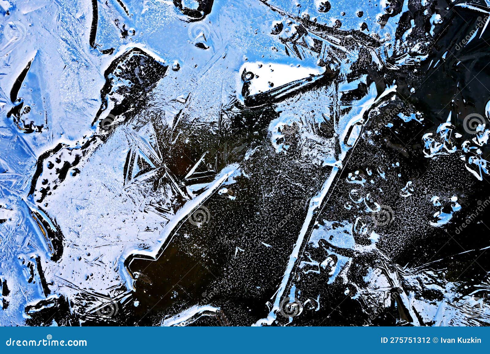 Abstract Ice Pattern and Drawing Appearing on the Surface of the Water ...