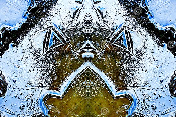 Abstract Ice Pattern and Drawing Appearing on the Surface of the Water ...