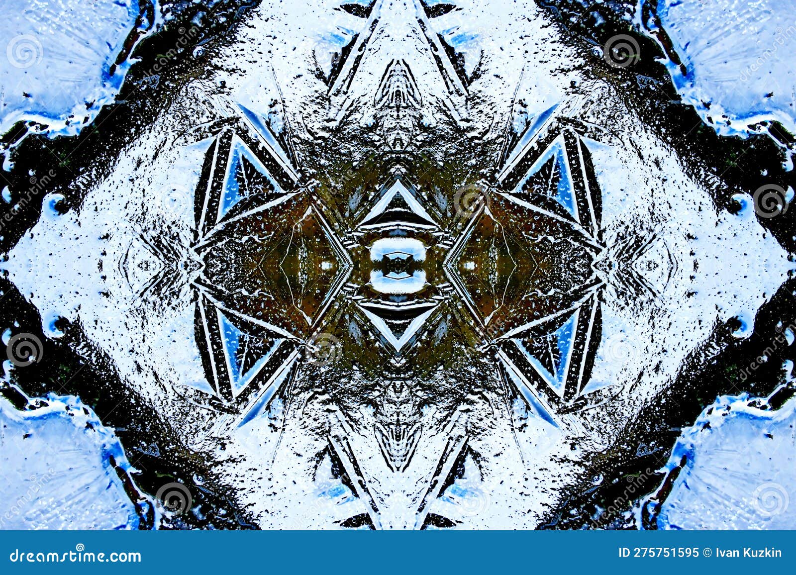 Abstract Ice Pattern and Drawing Appearing on the Surface of the Water ...