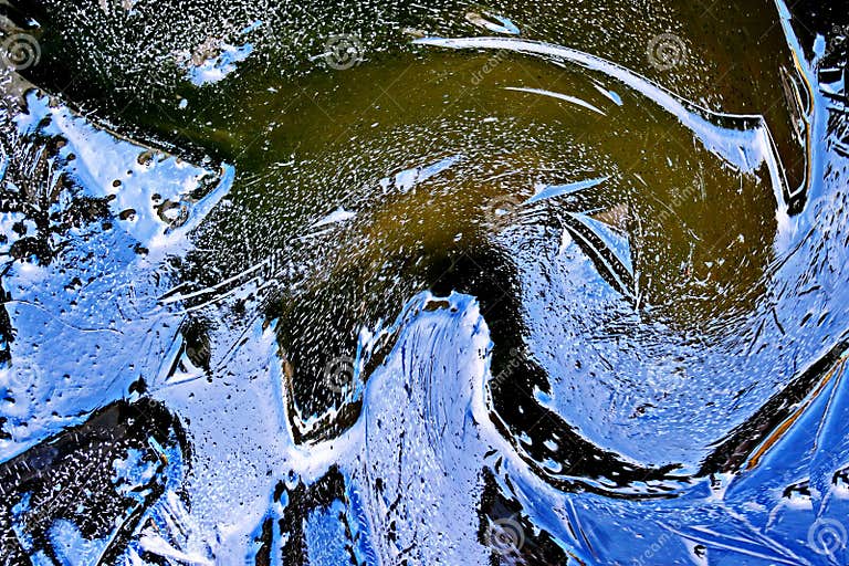 Abstract Ice Pattern and Drawing Appearing on the Surface of the Water ...