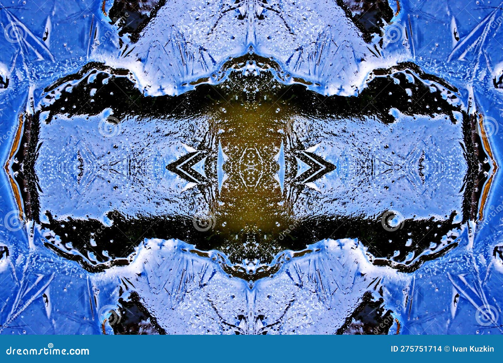 Abstract Ice Pattern and Drawing Appearing on the Surface of the Water ...