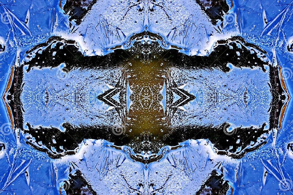 Abstract Ice Pattern and Drawing Appearing on the Surface of the Water ...
