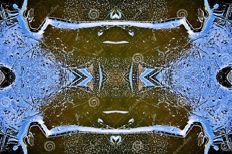Abstract Ice Pattern and Drawing Appearing on the Surface of the Water ...