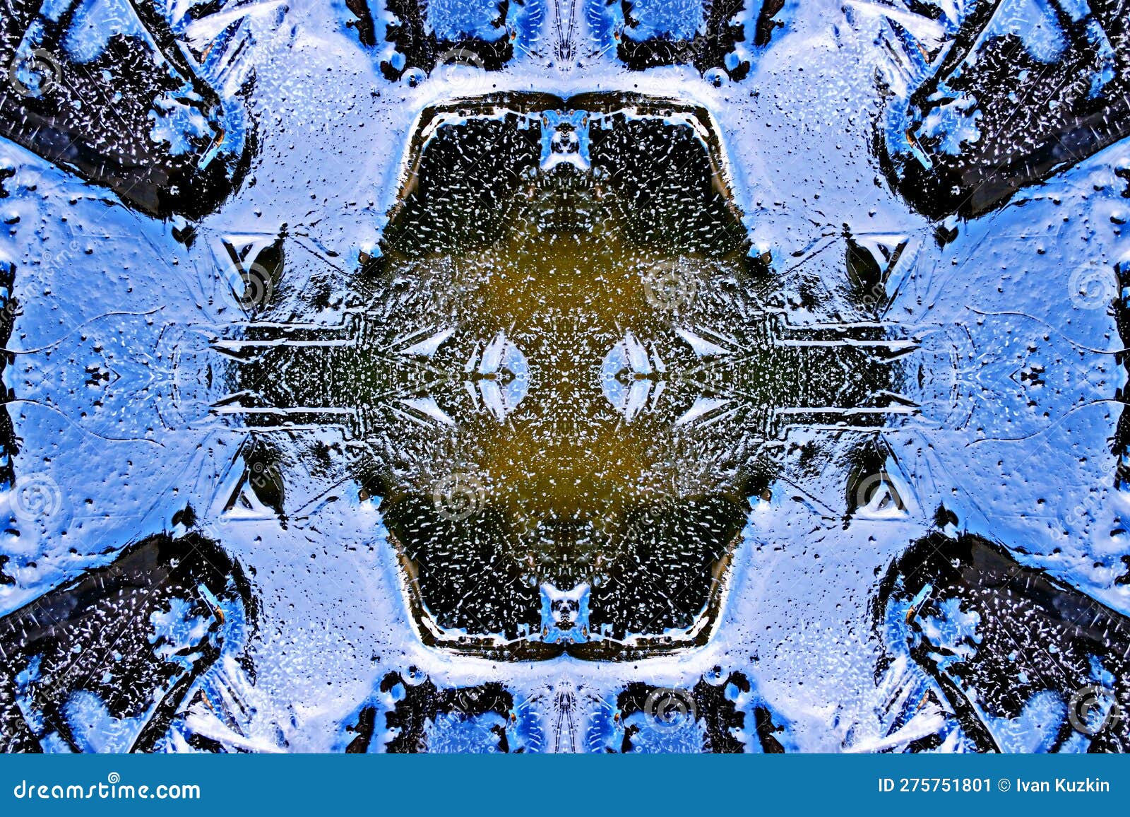 Abstract Ice Pattern and Drawing Appearing on the Surface of the Water ...