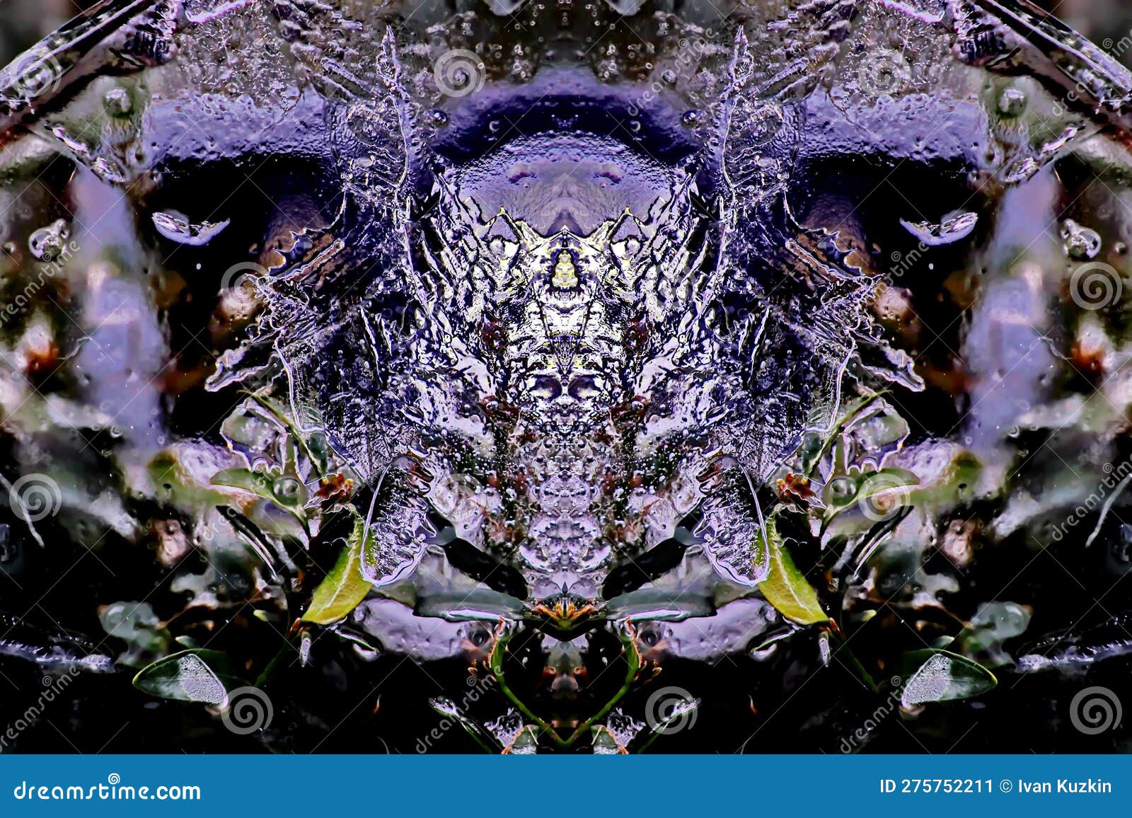 Abstract Ice Pattern and Drawing Appearing on the Surface of the Water ...