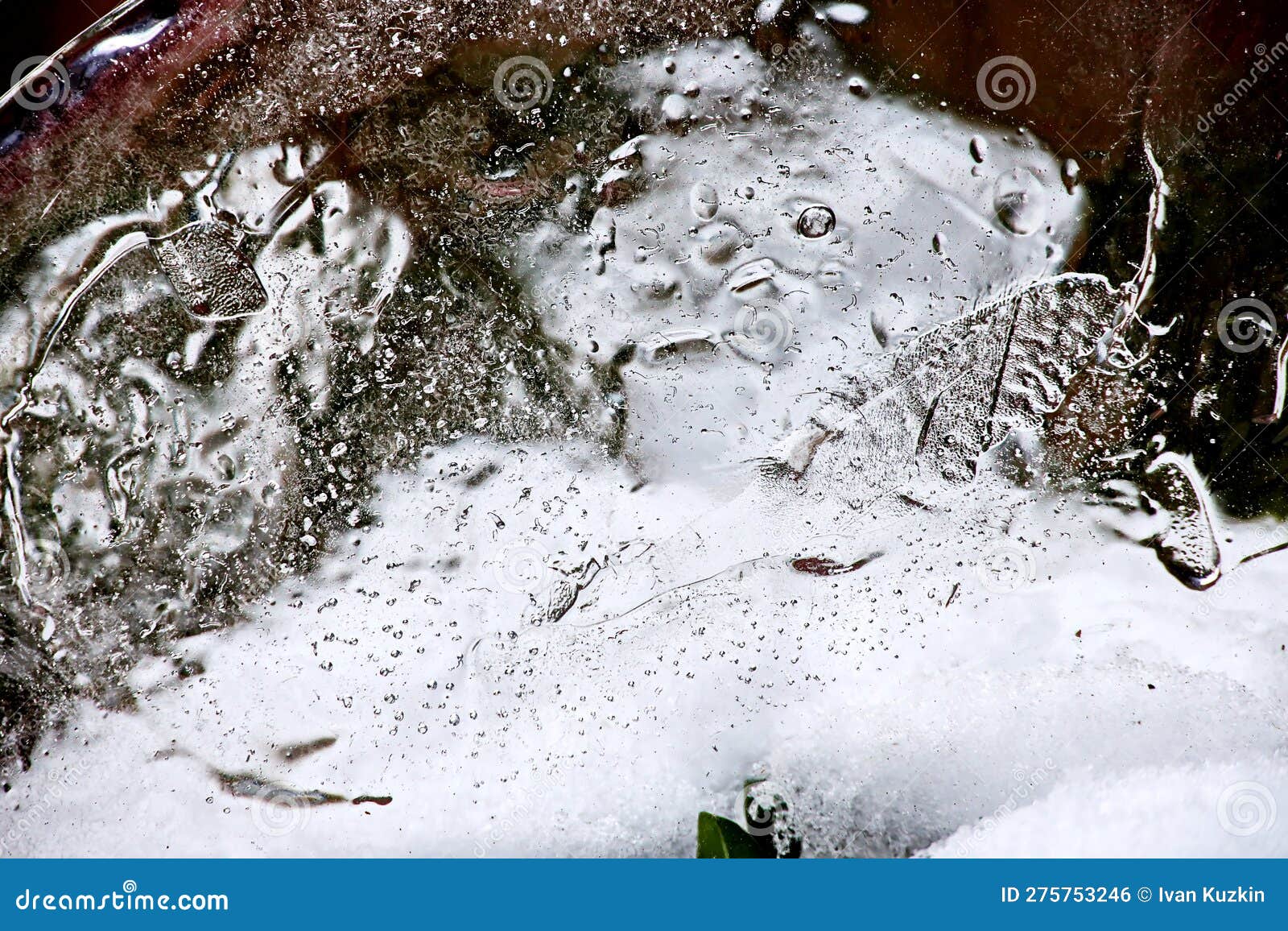 Abstract Ice Pattern and Drawing Appearing on the Surface of the Water ...