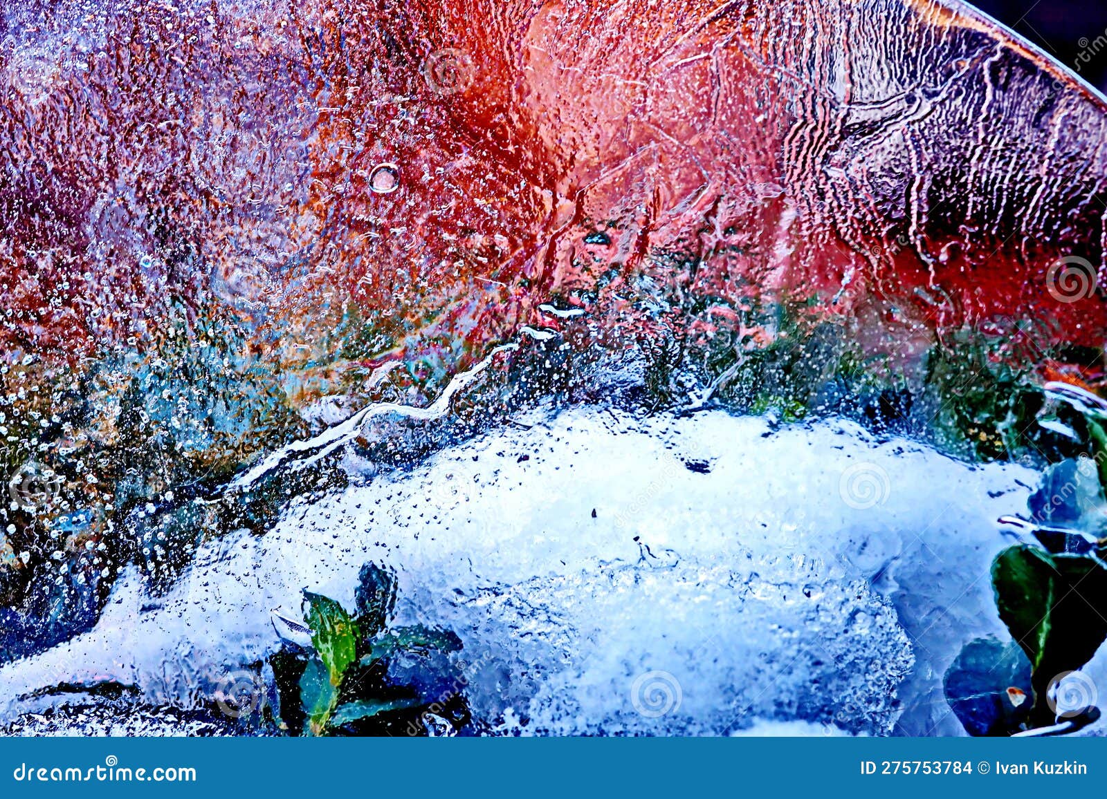 Abstract Ice Pattern and Drawing Appearing on the Surface of the Water ...