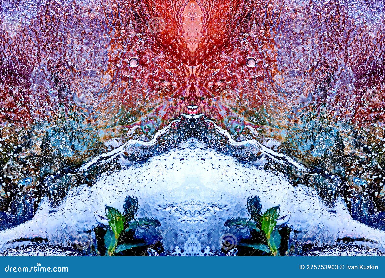 Abstract Ice Pattern and Drawing Appearing on the Surface of the Water ...