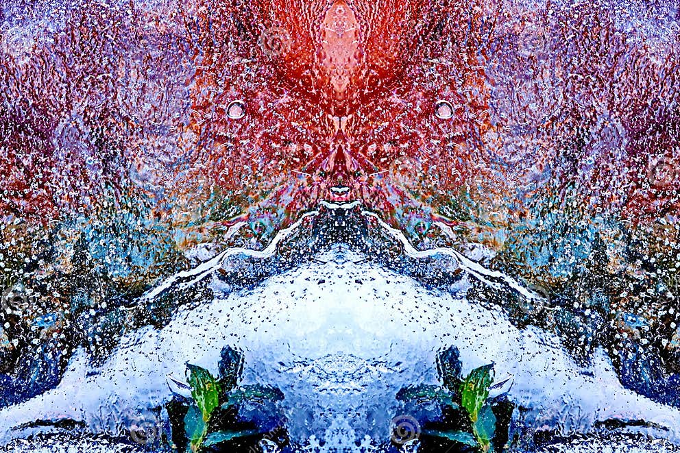 Abstract Ice Pattern and Drawing Appearing on the Surface of the Water ...