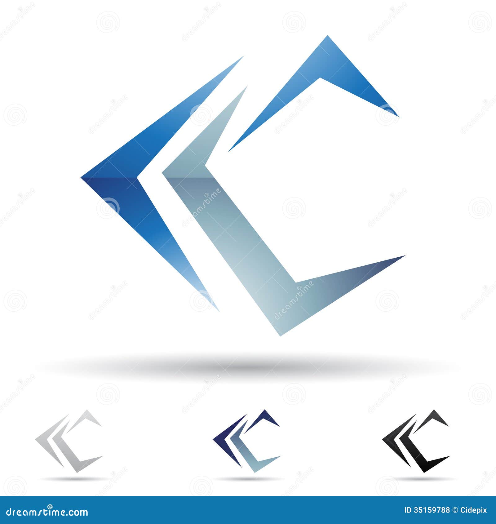 Abstract icon for letter C stock vector. Illustration of blue - 35159788