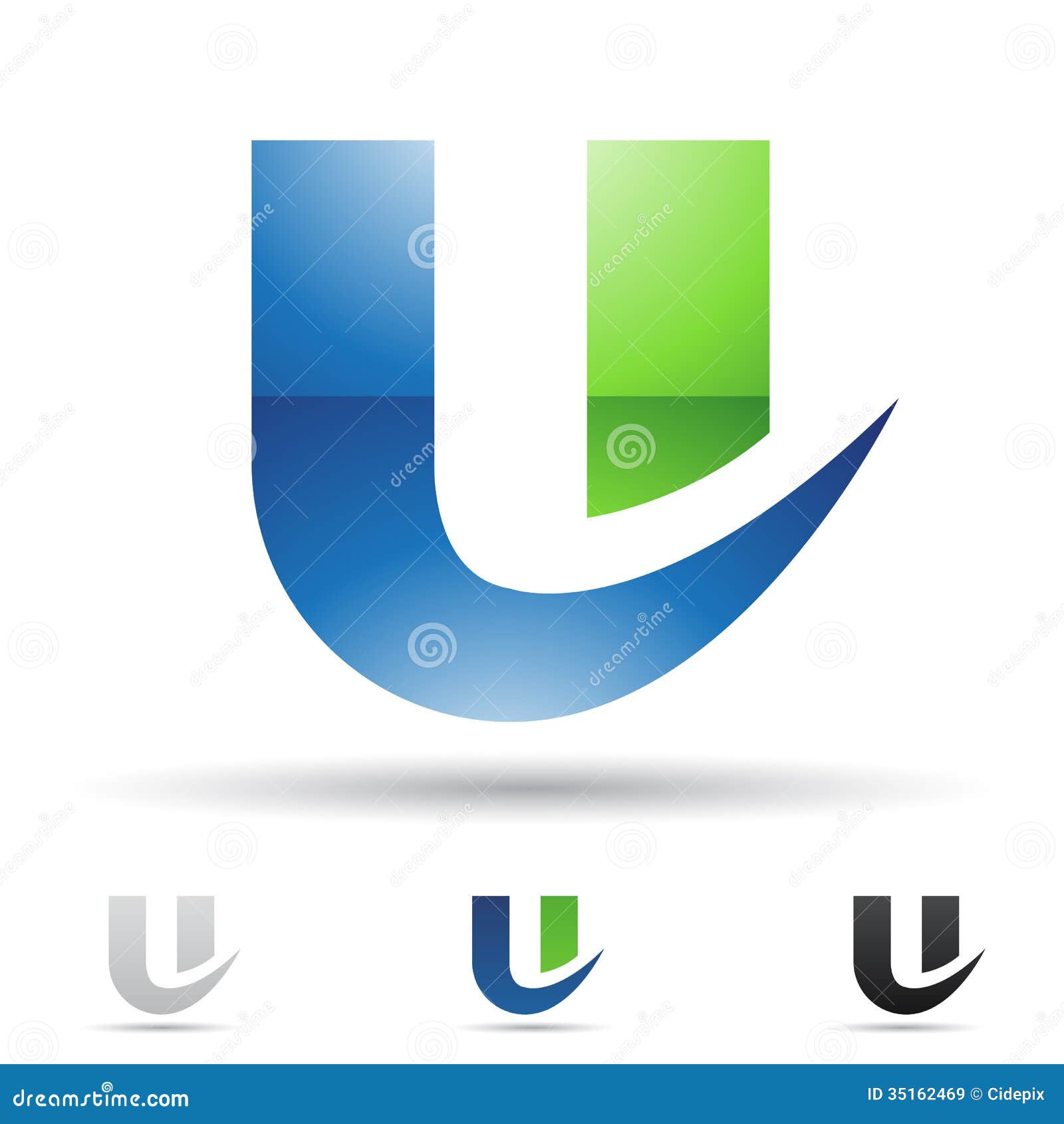 Abstract icon for letter U stock vector. Illustration of green - 35162469