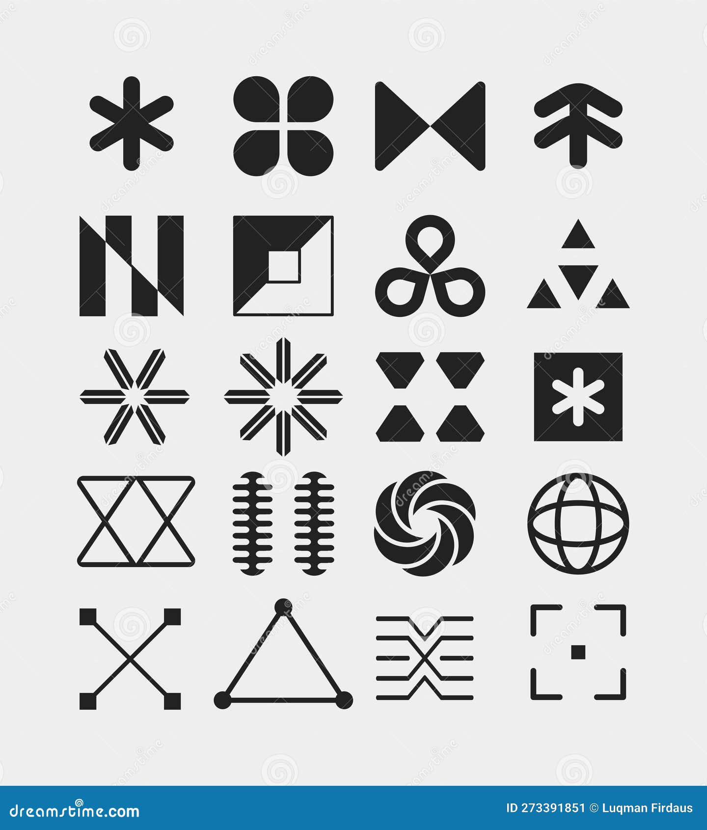 Abstract Icon Shape Symbol Set Bundle Geometric Template Clip Art ...