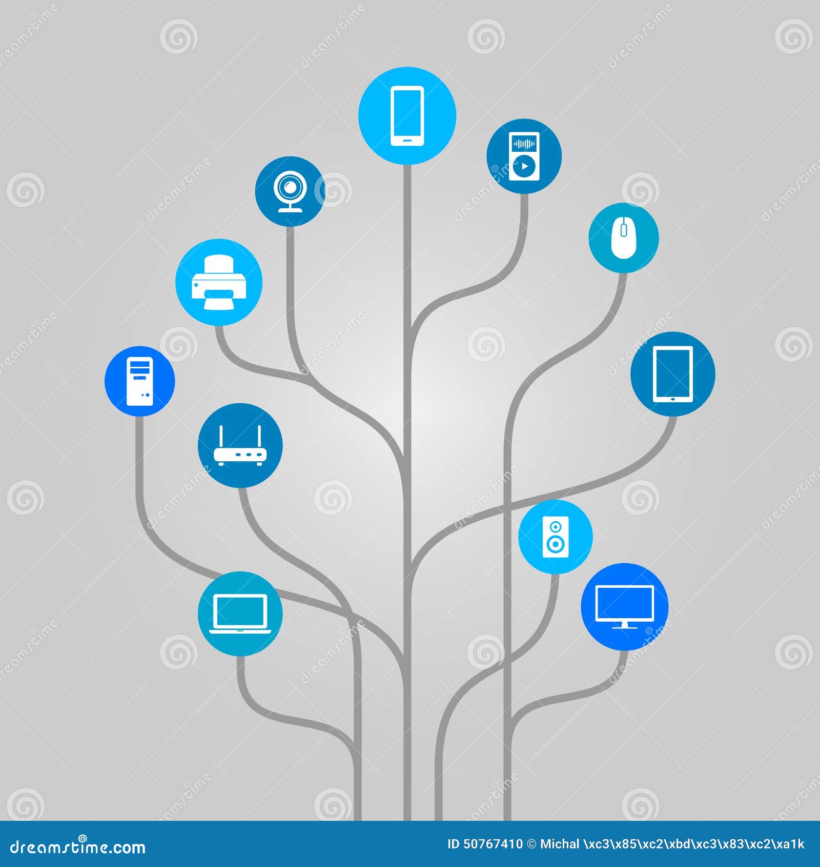 Abstract Icon Tree Illustration - Computer Hardware, Technology and ...