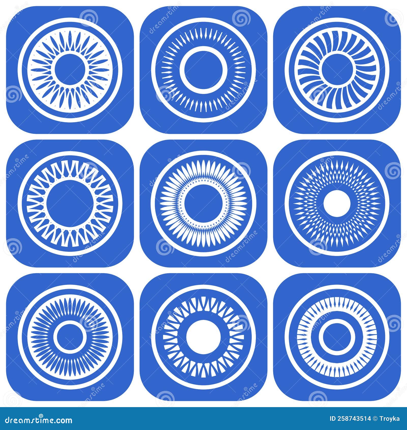 Abstract Icons. Blue and White Design Elements Stock Vector ...