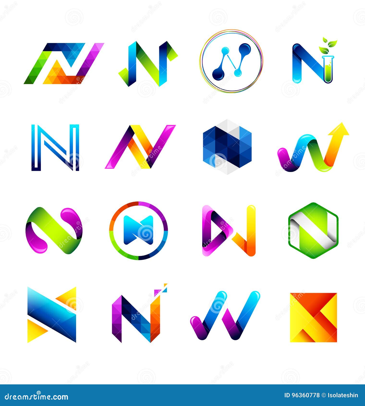 Abstract Icons Design Based on the Letter N Stock Vector - Illustration ...
