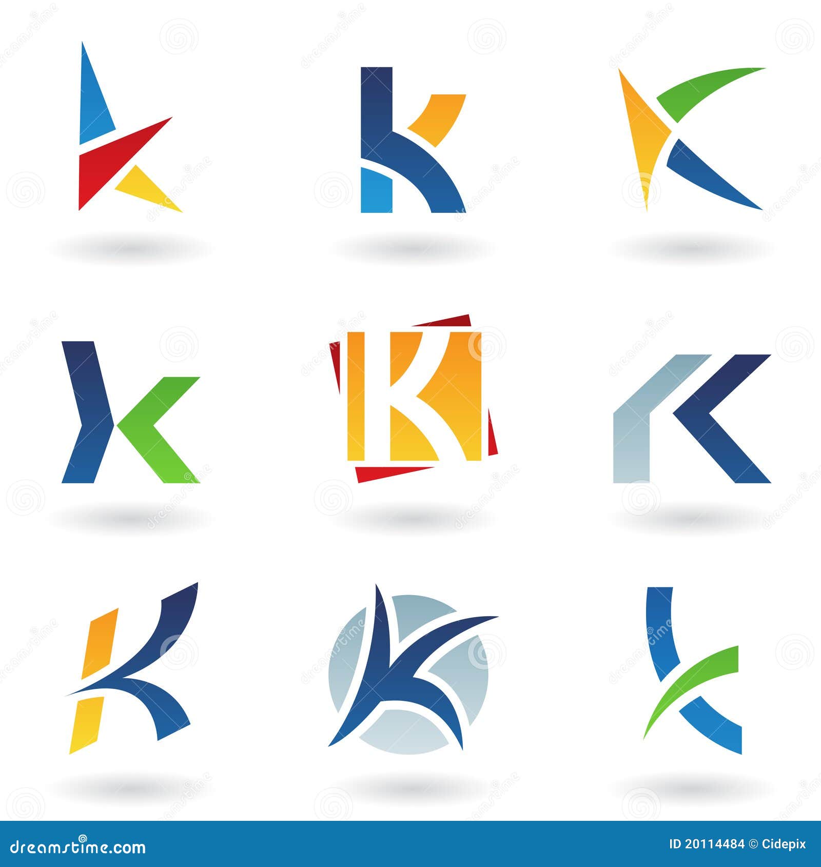 Abstract Icons for Letter K Stock Vector - Illustration of emblem, blue ...
