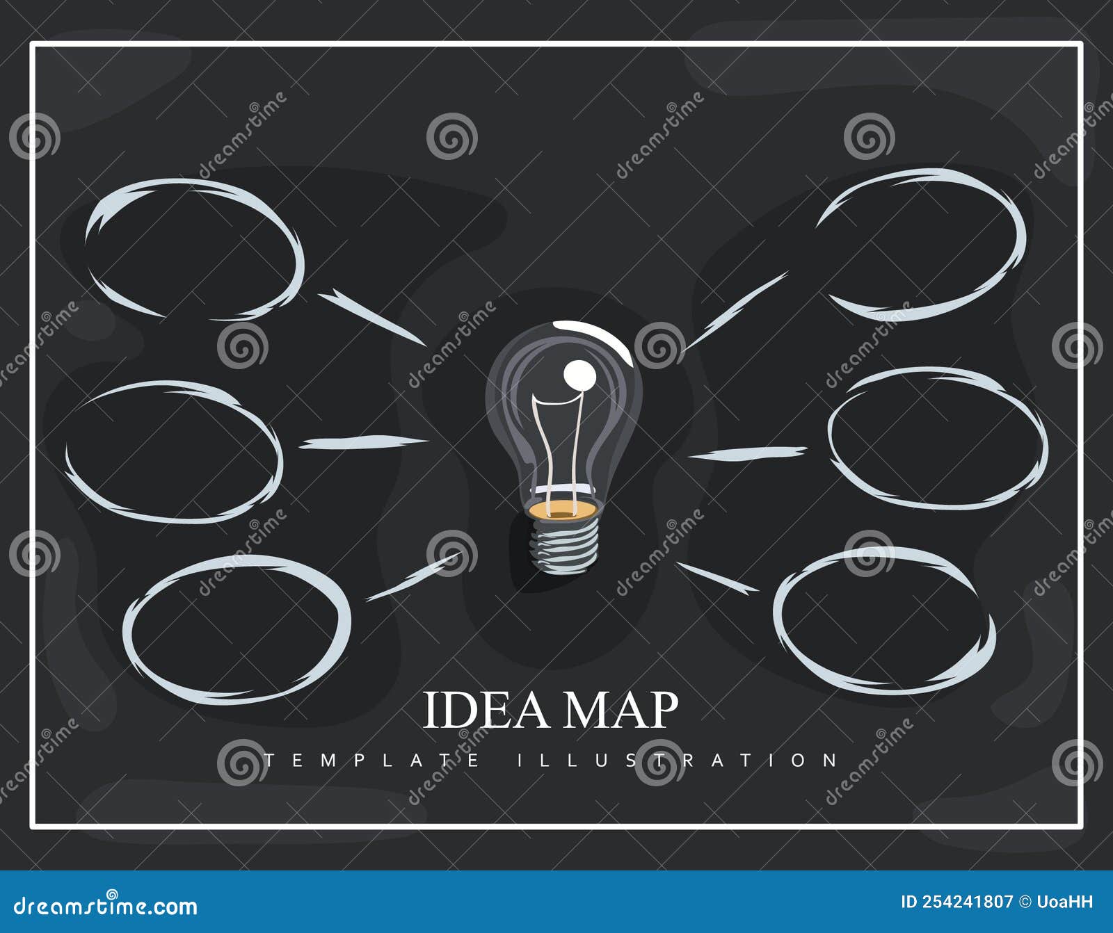 Abstract Idea or Thought Map with a Lamp in the Middle. Modern Template ...