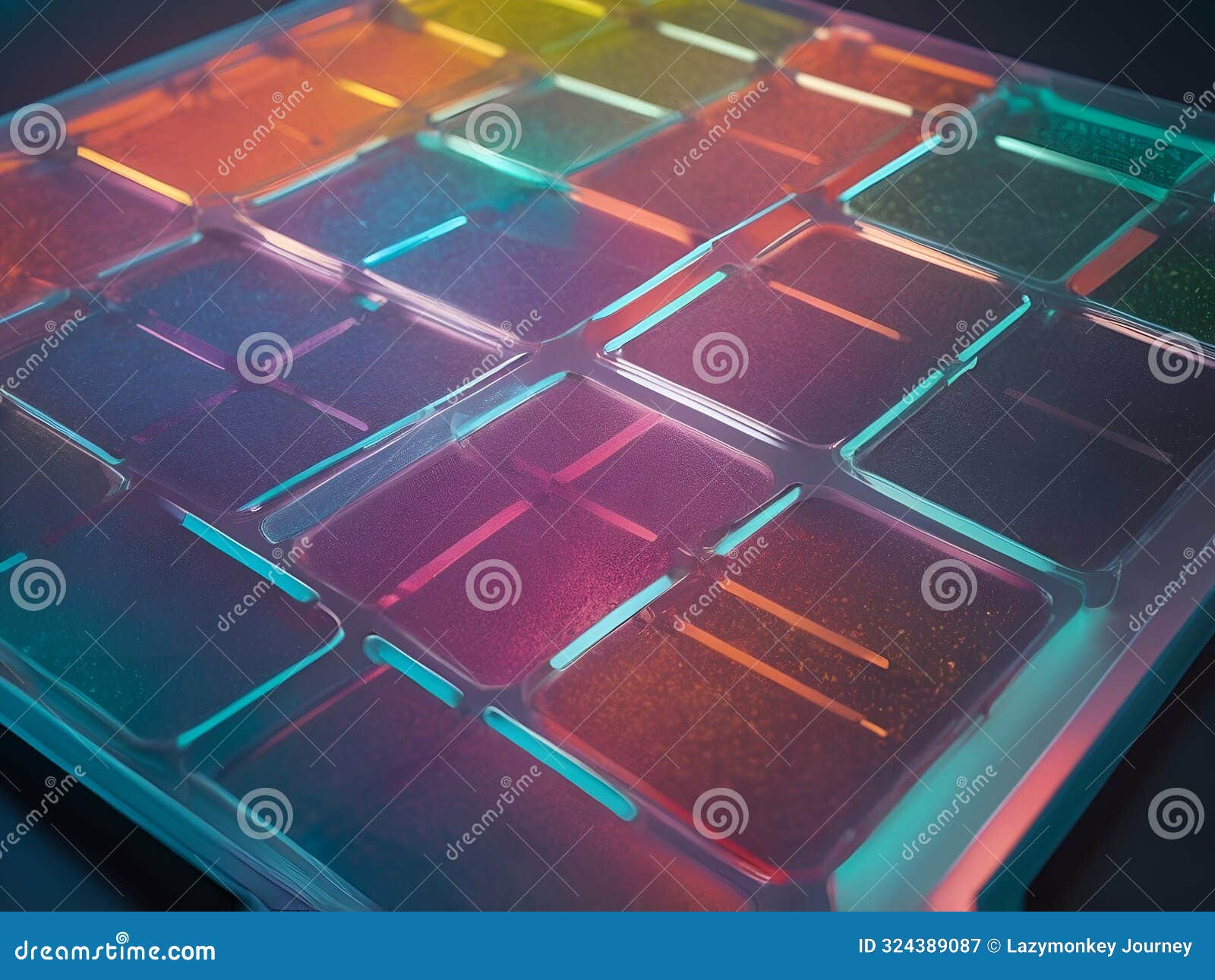 Abstract Illuminated Blurry Multi Colored Microplate in Lab Stock ...