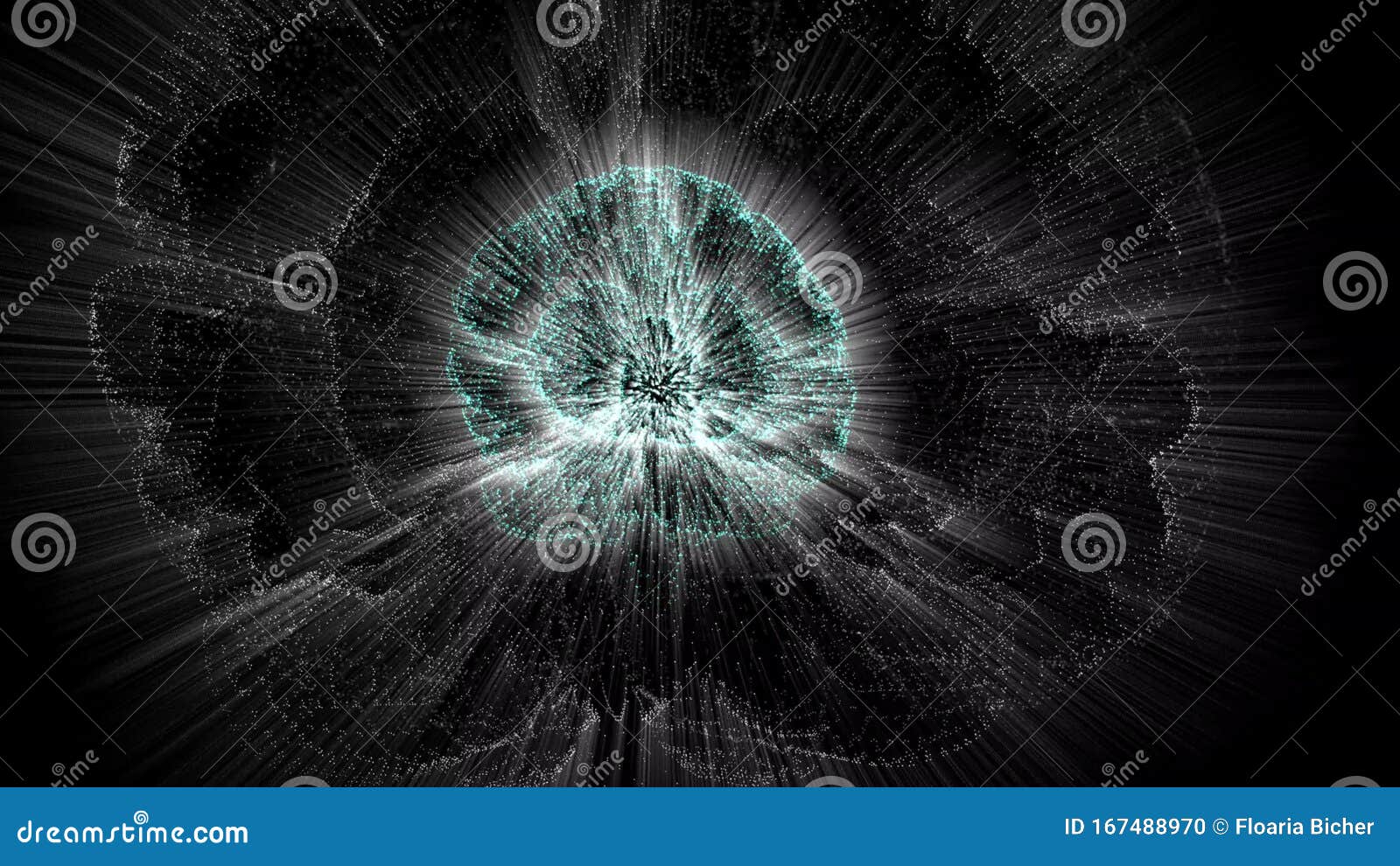 Brainstorming Concept. Abstract Illuminated Brain Turning Around on ...