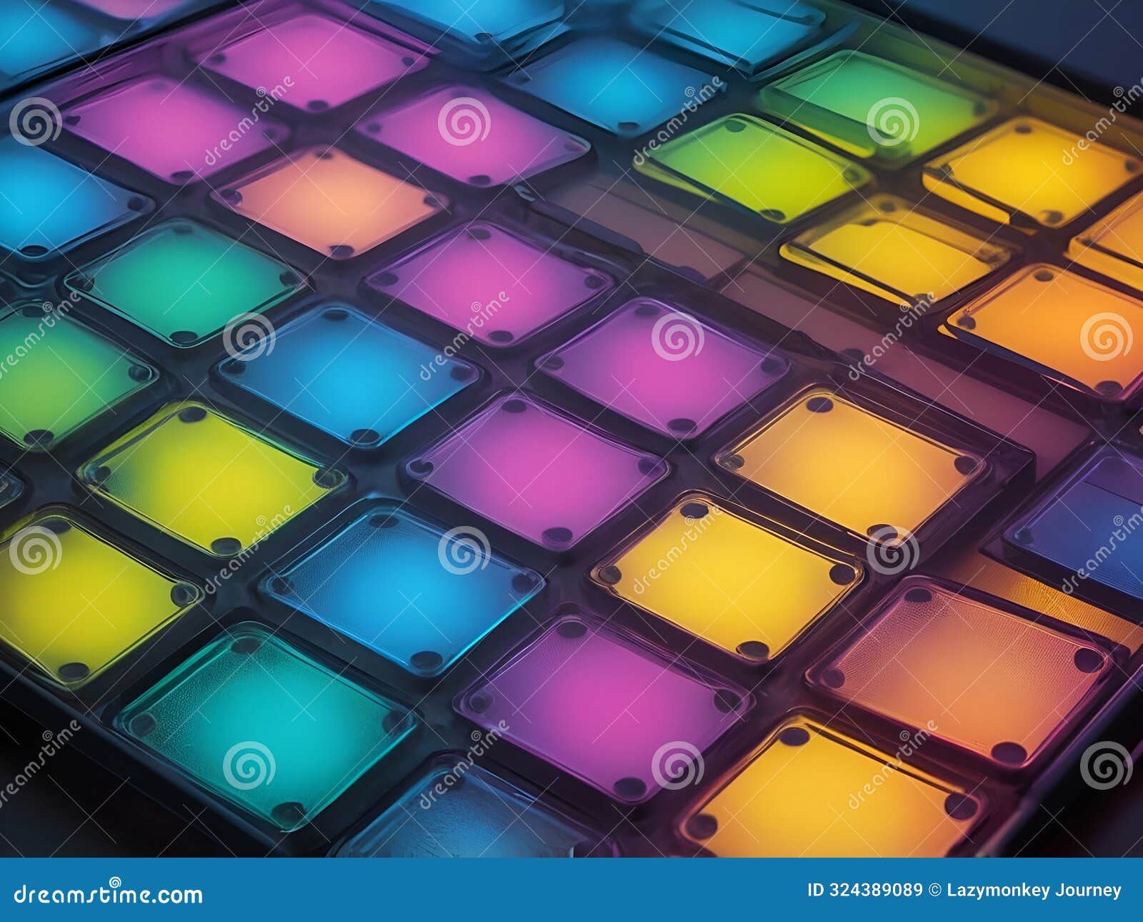 Abstract Illuminated Multi Colored Microplate in Lab Stock Illustration ...