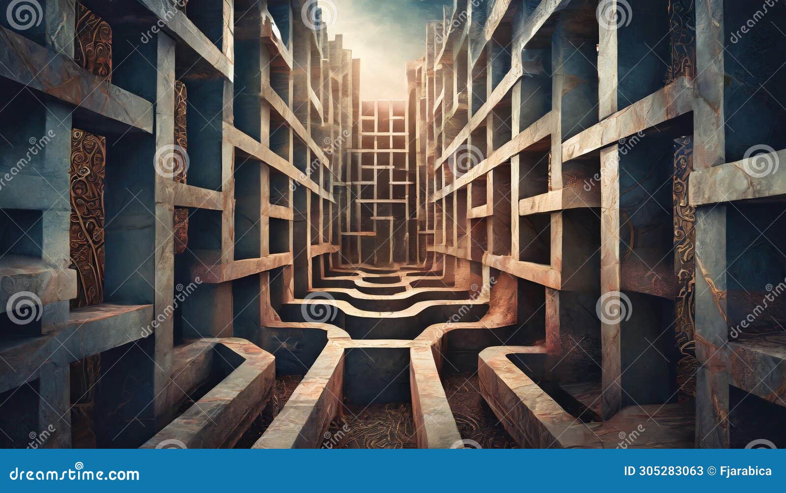 Abstract Illustrated Labyrinth Stock Illustration - Illustration of ...