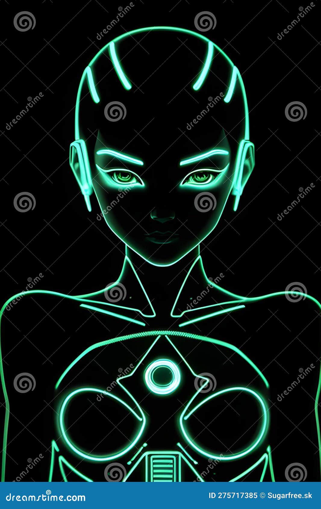 Female Android Outlined Glowing Illustration Stock Illustration ...