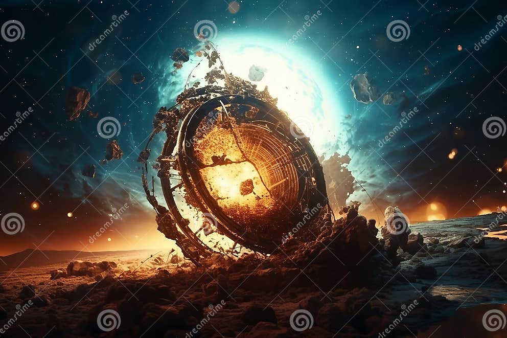 Abstract Illustration of Antique Destroyed Clock Stock Illustration ...