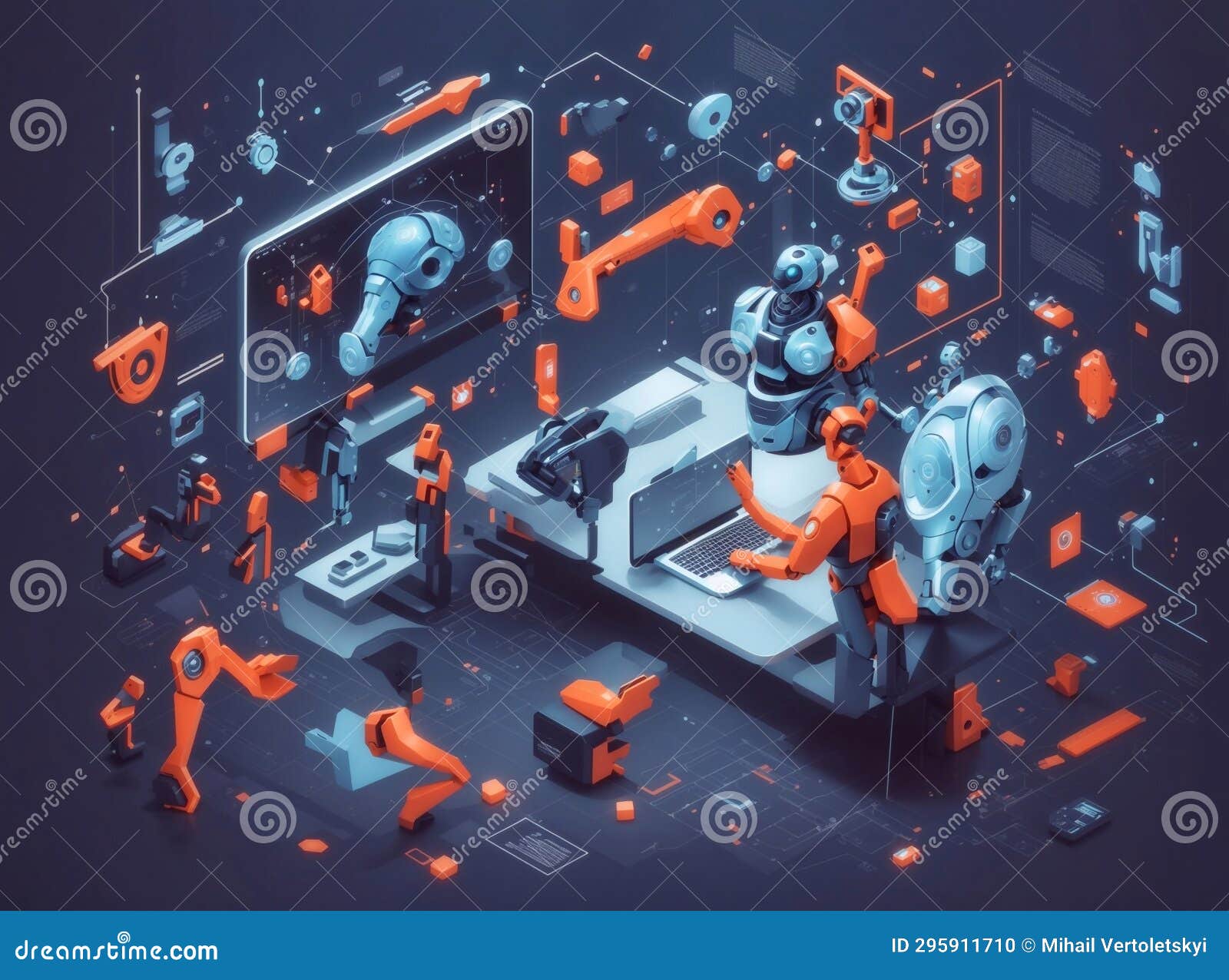 Abstract Illustration of Artificial Intelligence for Automation of ...