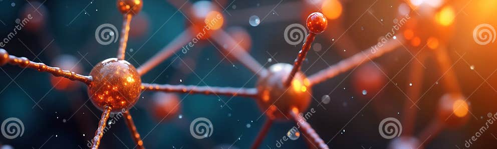 Abstract Illustration of Atoms, Molecules. Atoms Shown As Orange ...