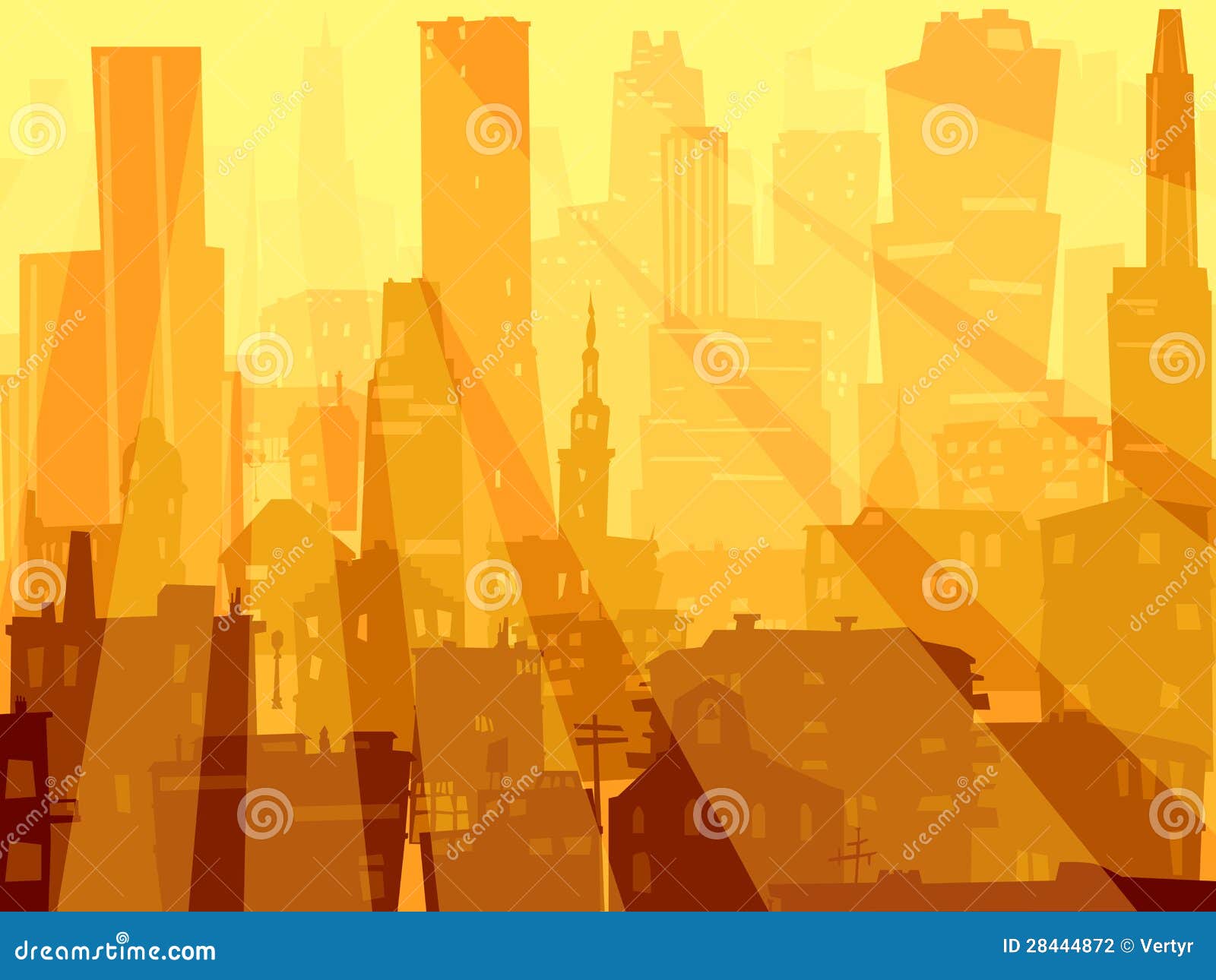 Abstract Illustration Big City and Rays of Light. Stock Vector ...