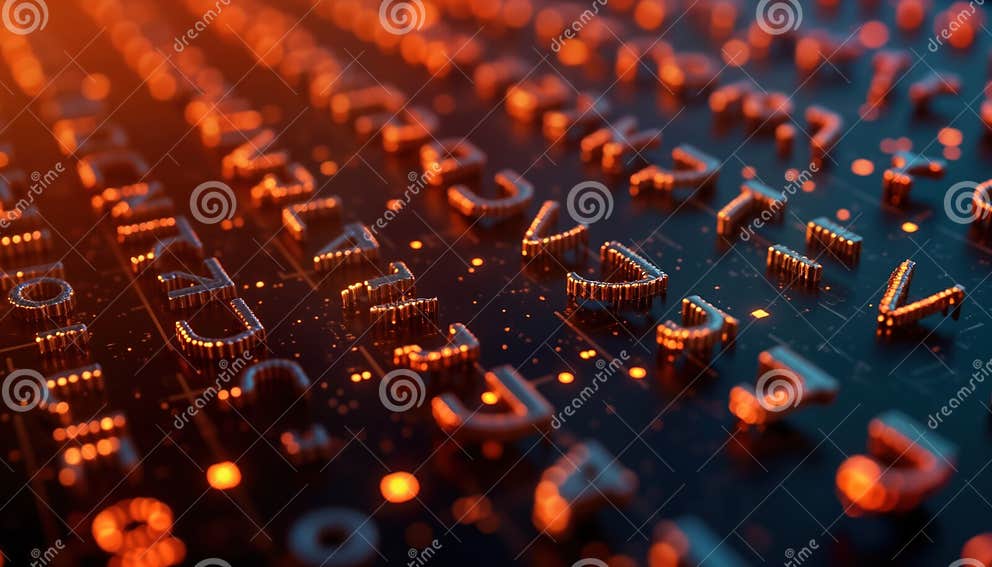 Abstract Illustration of Binary Coding Programming Concept. Metallic ...