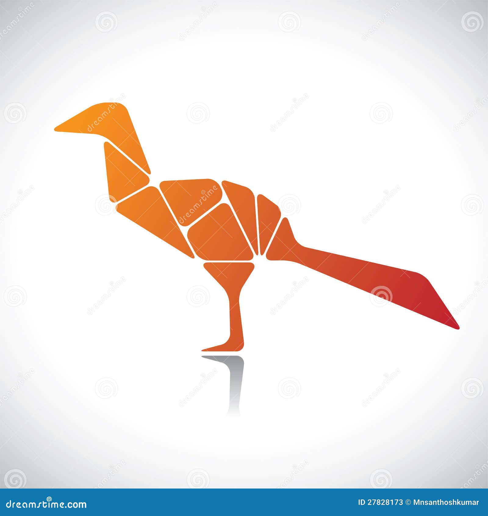 Abstract Illustration of a Bird in Orange Color Stock Vector ...