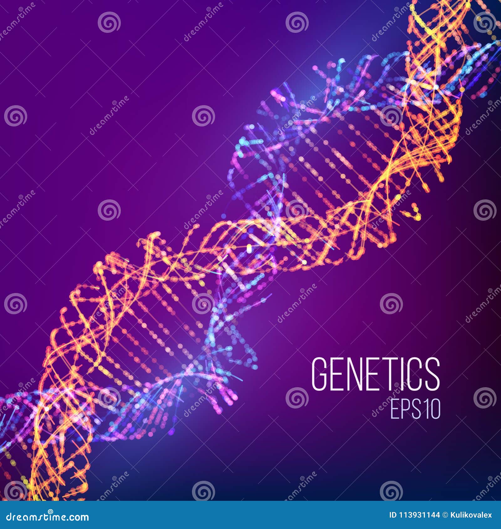 Abstract Illustration with Blue Dna for Medical Design. Genome Vector ...
