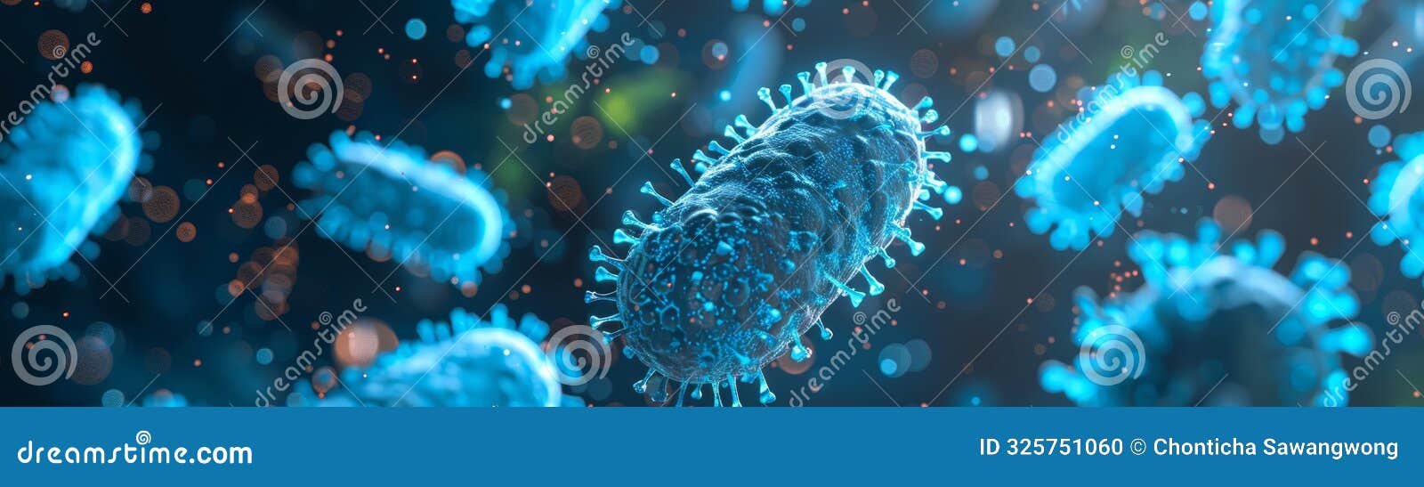 Blue Microscopic Entities With Protruding Structures Resembling ...