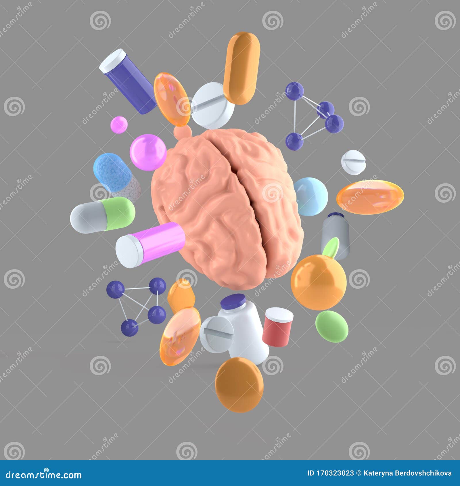 Drugs For Brain Diseases Concept. 3D Rendering Stock Photo ...