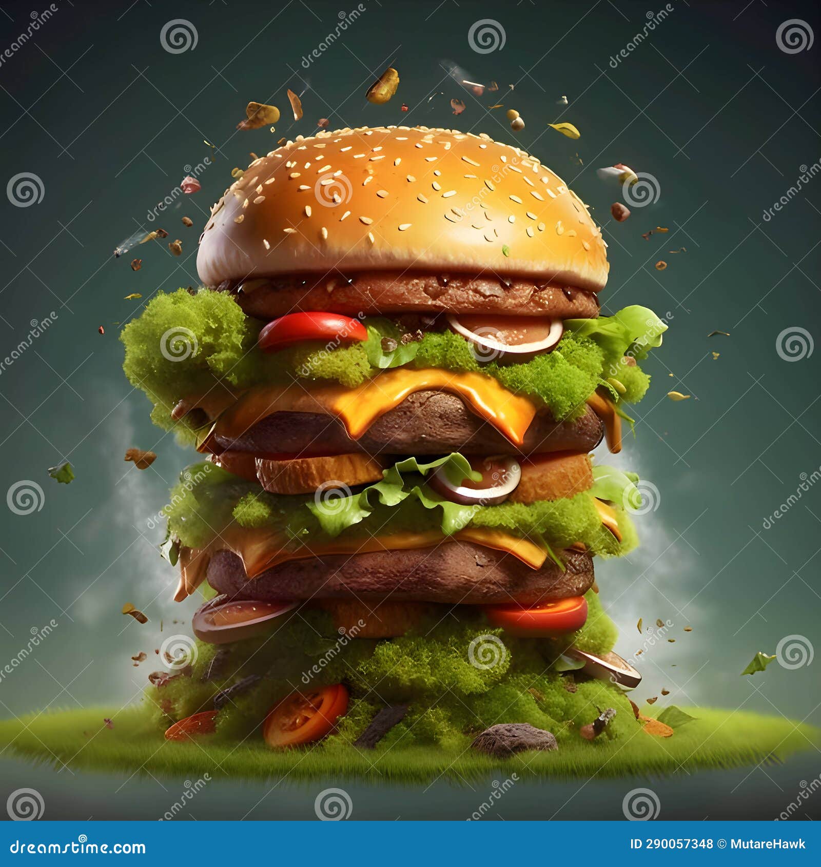 Abstract Illustration - Burger As Tree and Nature Stock Illustration ...