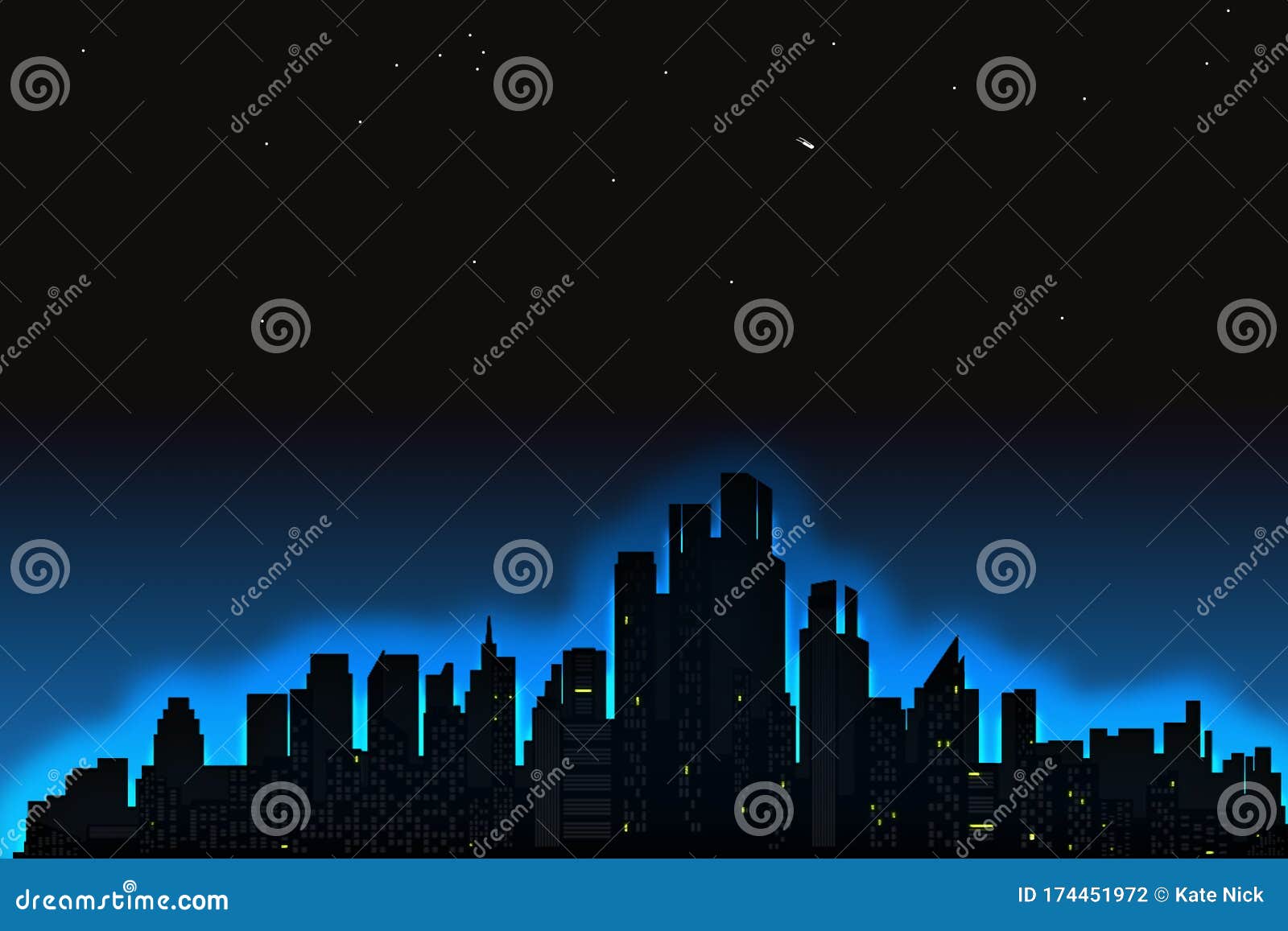 Abstract Illustration City at Night Stock Illustration - Illustration ...