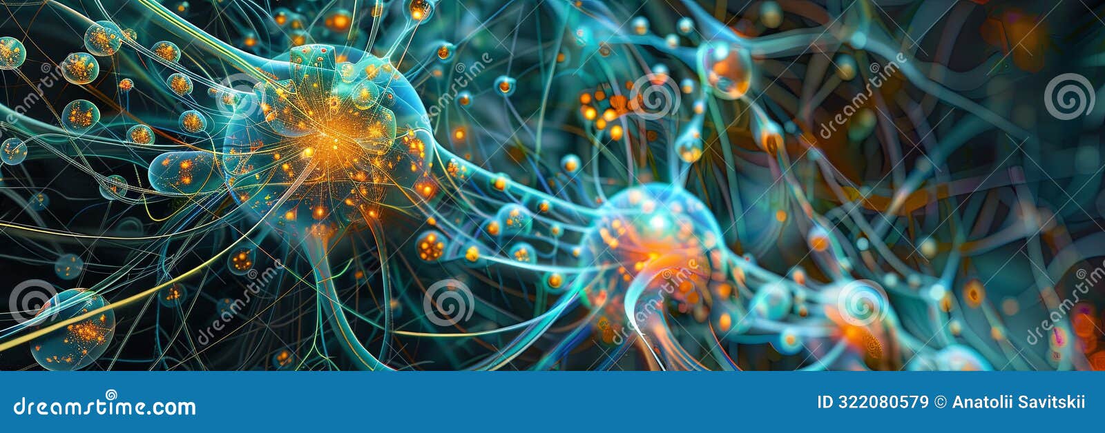 Abstract Illustration: Colorful Neural Network Structure Shows Interconnected Nodes and Data ...