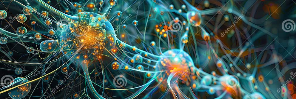 Abstract Illustration: Colorful Neural Network Structure Shows Interconnected Nodes and Data ...