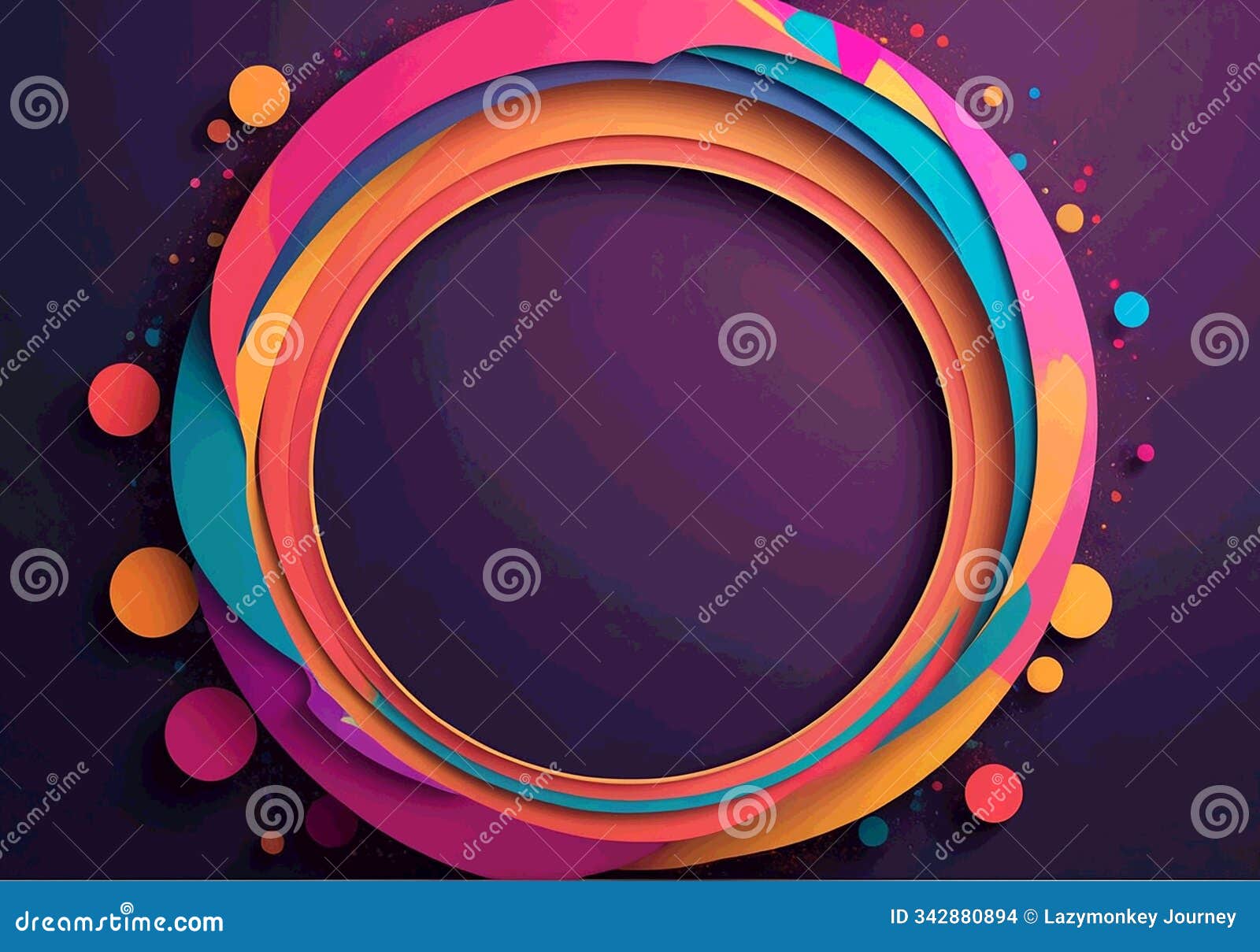 Abstract Illustration Colorful Round Circle Border Background, Art ...