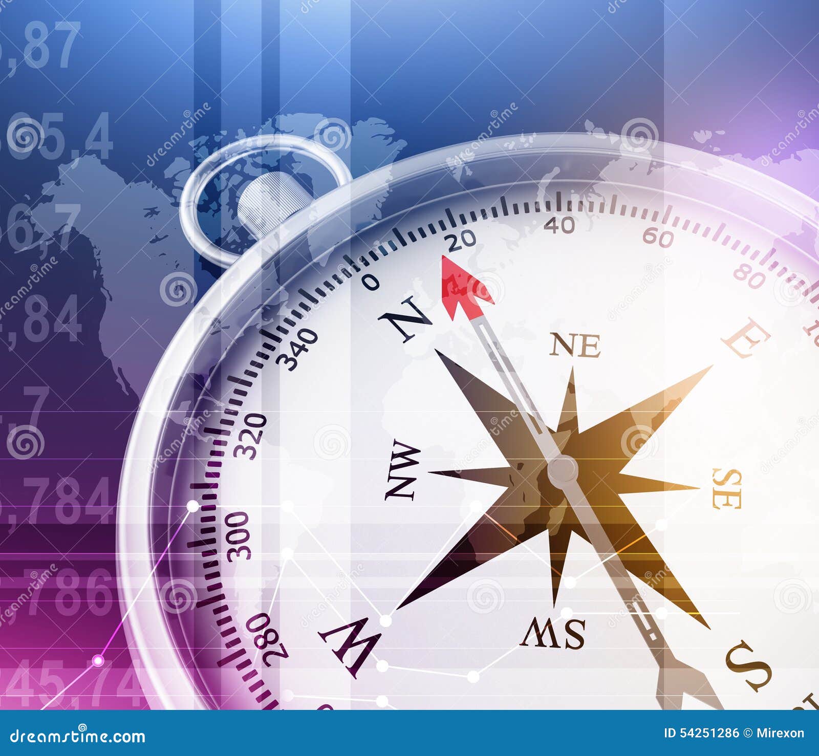 Abstract Illustration with Compass and World Map Stock Illustration ...