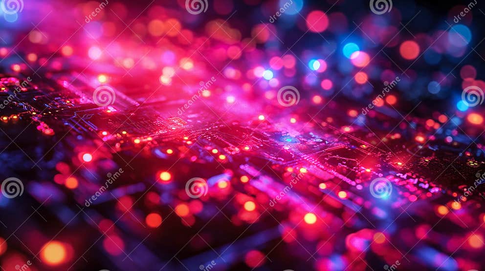 Abstract Illustration of Complex Network Connections with Bright Nodes ...